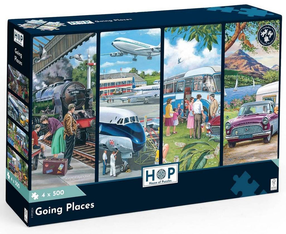 House of Puzzles - Going Places - 4 x 500 Piece Jigsaw Puzzle – The ...